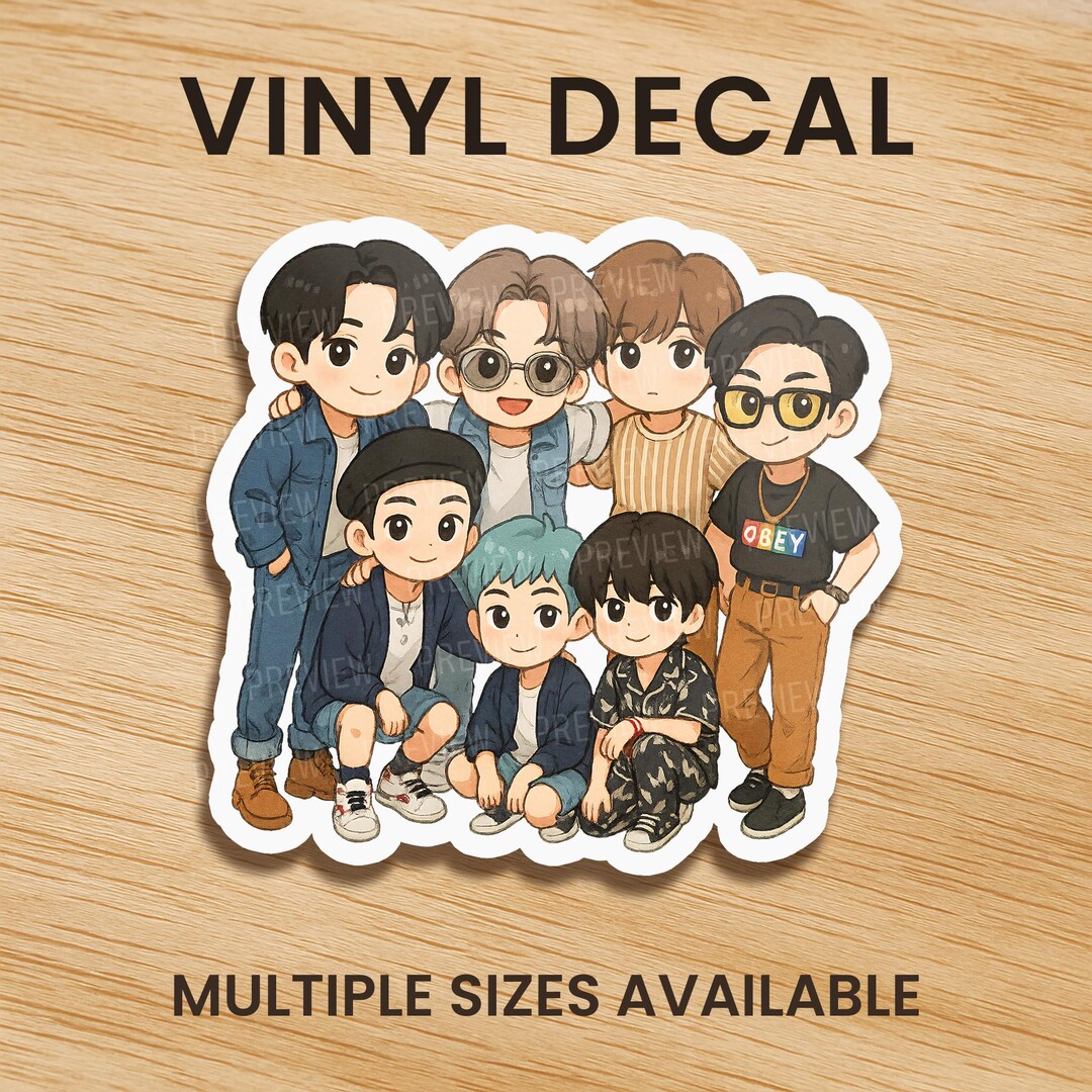 BTS Dynamite Group Photo Vinyl Decal, Stickers, K-pop Home Decor ...