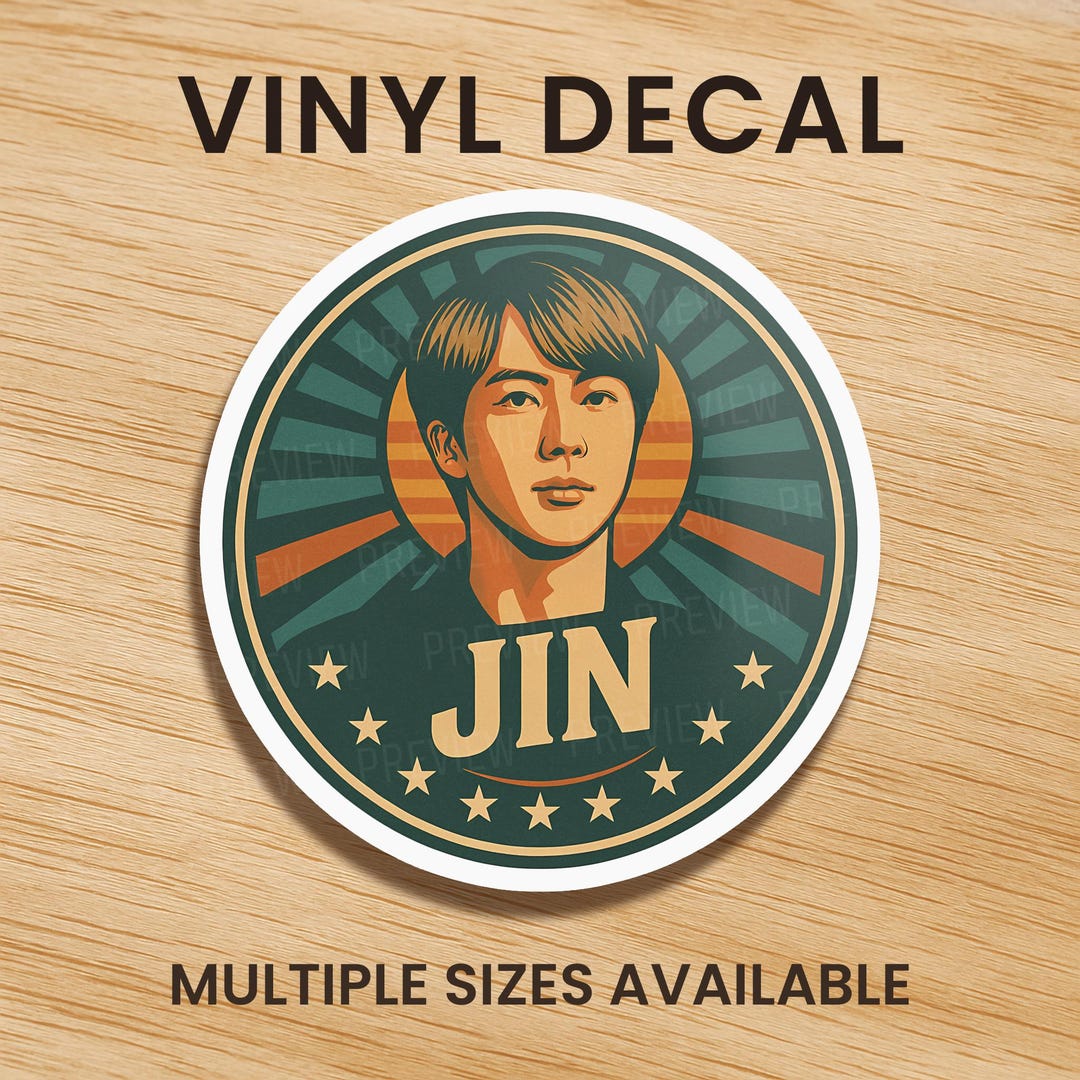 BTS Jin Retro Sunburst Sticker, Vinyl Decal, Sticker, K-pop Fan Gift ...