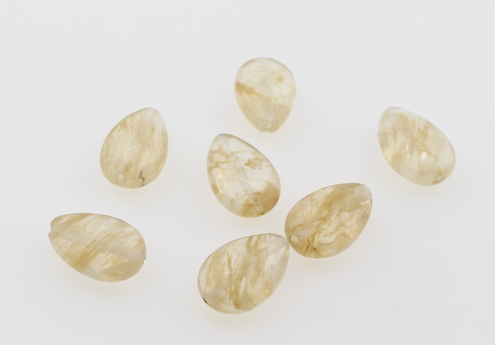 2 (TWO) 15 Mm X 10 Mm Caramel Quartz Beads - Flat Faceted Teardrops ...