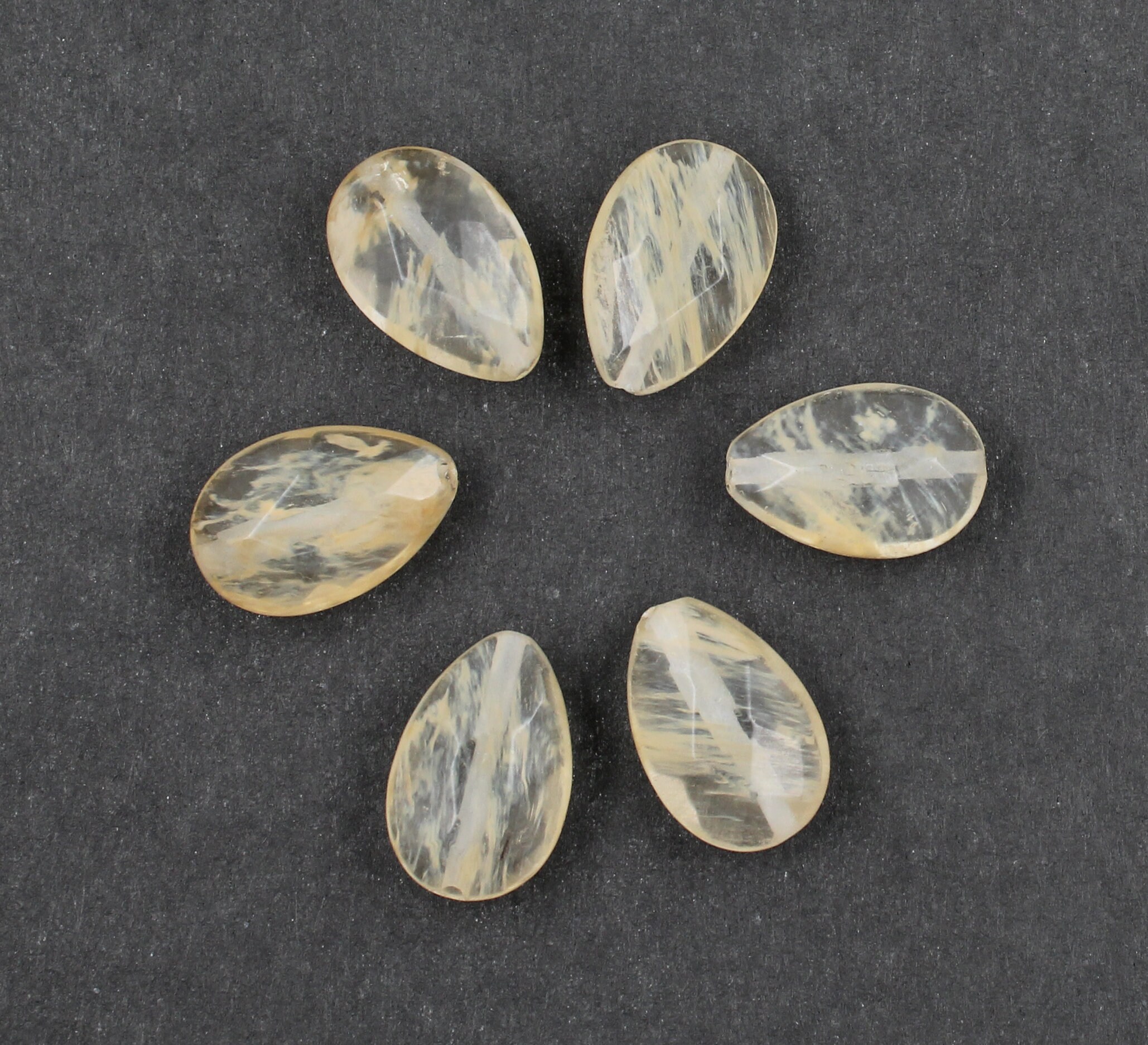 2 (TWO) 15 Mm X 10 Mm Caramel Quartz Beads - Flat Faceted Teardrops ...