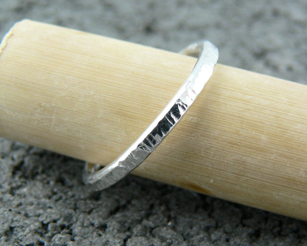 Silver Stacking Ring Coin Edge Hammered Texture 2mm Stackable Ring ...