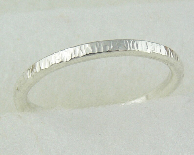 Silver Stacking Ring Coin Edge Hammered Texture 2mm Stackable Ring ...