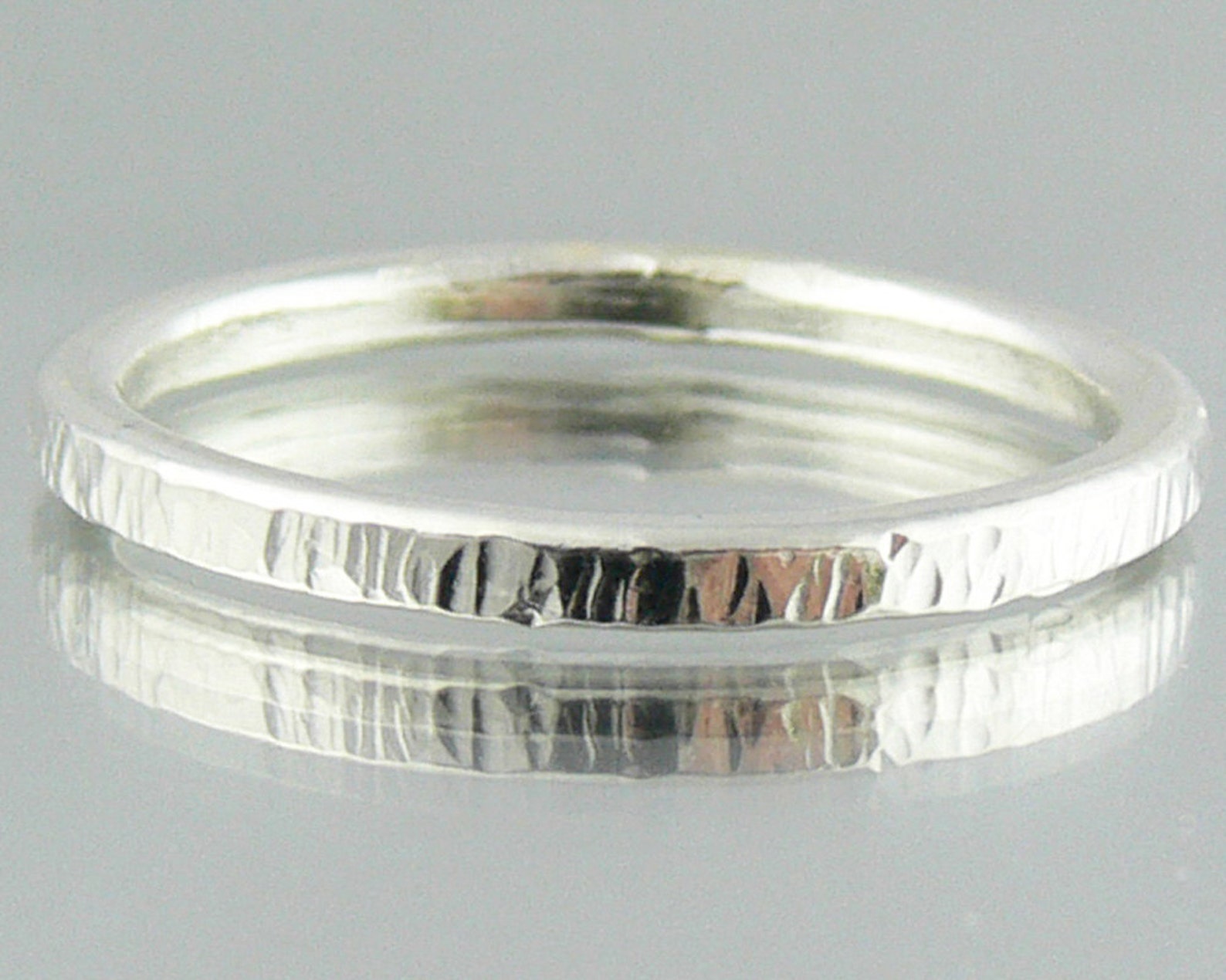 Silver Stacking Ring Coin Edge Hammered Texture 2mm Stackable Ring ...
