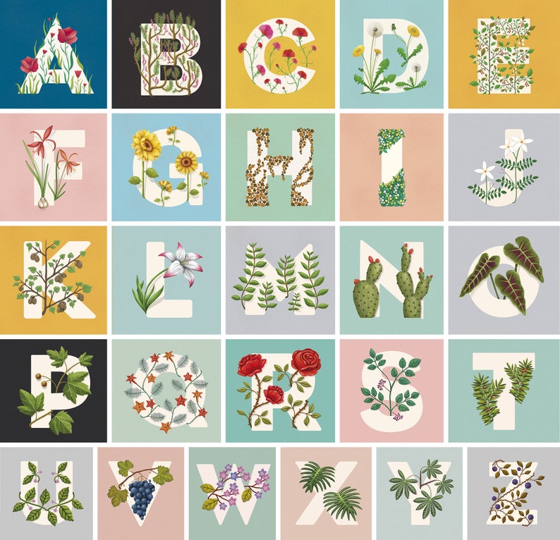 Botanical Illustration Letter Alphabet · Botanical Alphabet · 26 ...