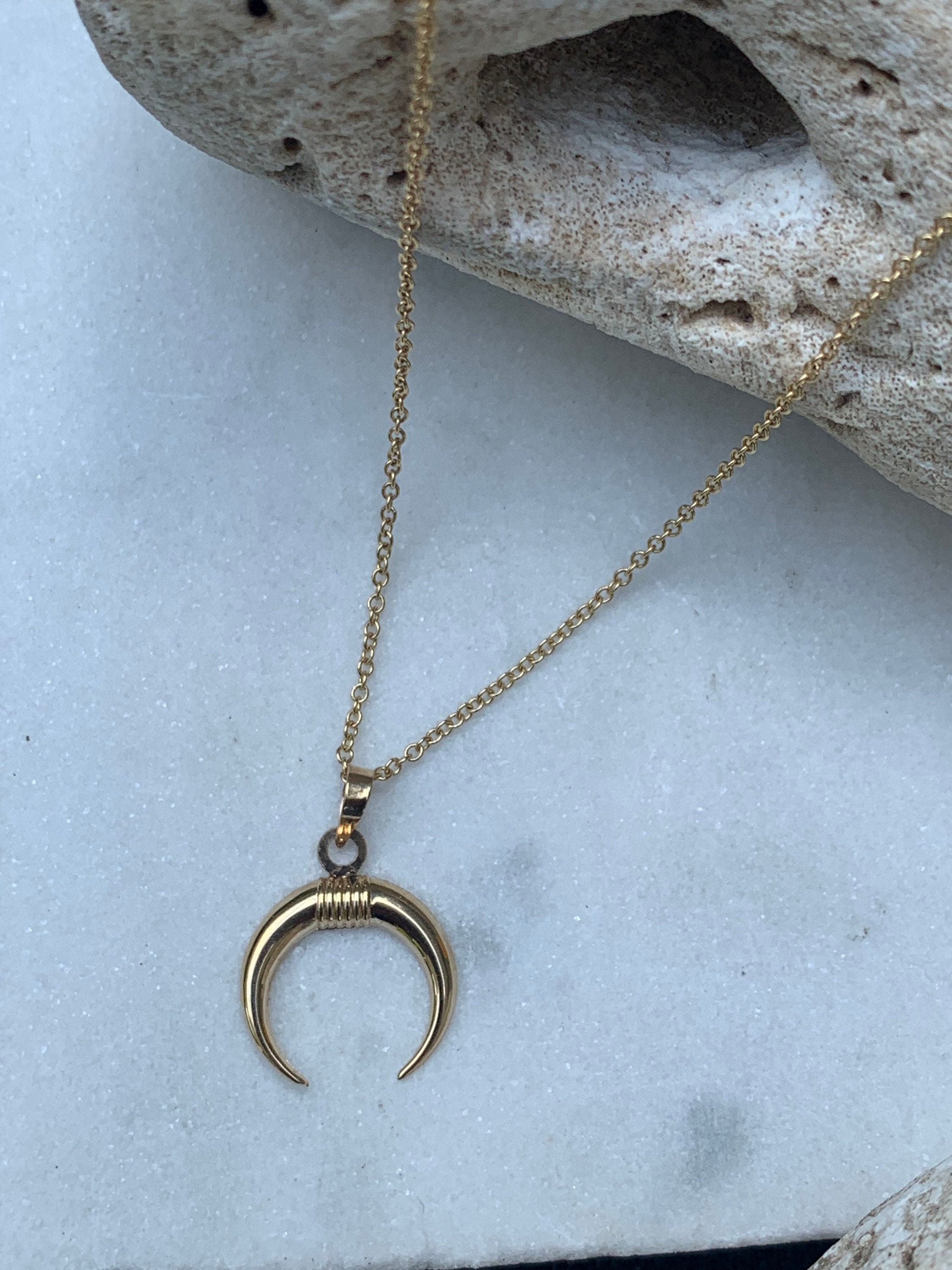 Gold Horn Pendant Horn Necklace Gold Horn Layering - Etsy