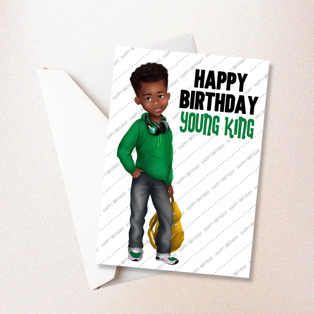 Happy Birthday Young King A5 Card Card for Black Boy - Etsy