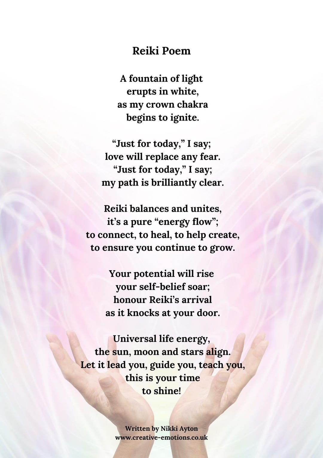 Reiki Poem A5 Digital Download. - Etsy