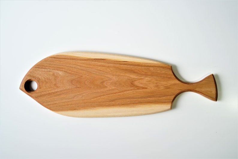 Wooden Cutting Board 'fish' / Natural Elm Wood Handmade Chopping Board ...