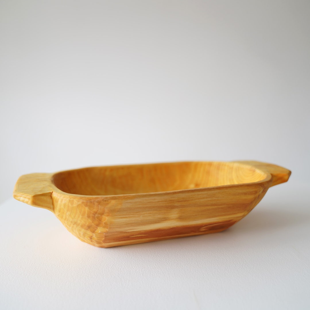 Rustic Hand Carved Lime Tree Wooden Bowl, Light Wood / Countryside Folk ...