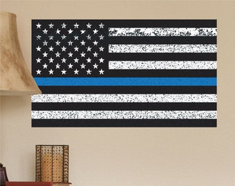 Thin Red Line American Flag Distorted Wall Decal Sticker | Etsy