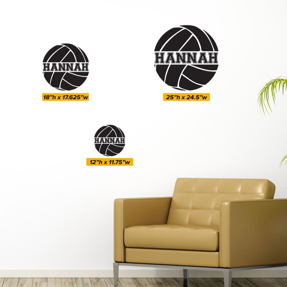 Custom Volleyball Wall Decal 0058 Personalized Volleyball | Etsy