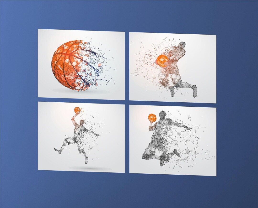 Basketball Wall Art - 4 Pack - 8x10 - Basketball Player Wall Decals ...