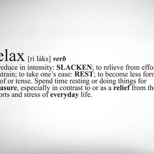 Relax Definition. 0260 Home Decor Wall Decor Relax - Etsy