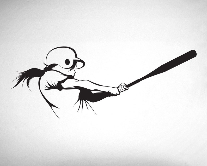 Girls Softball Wall Decal 0299 Wall Decor Bat Softball - Etsy