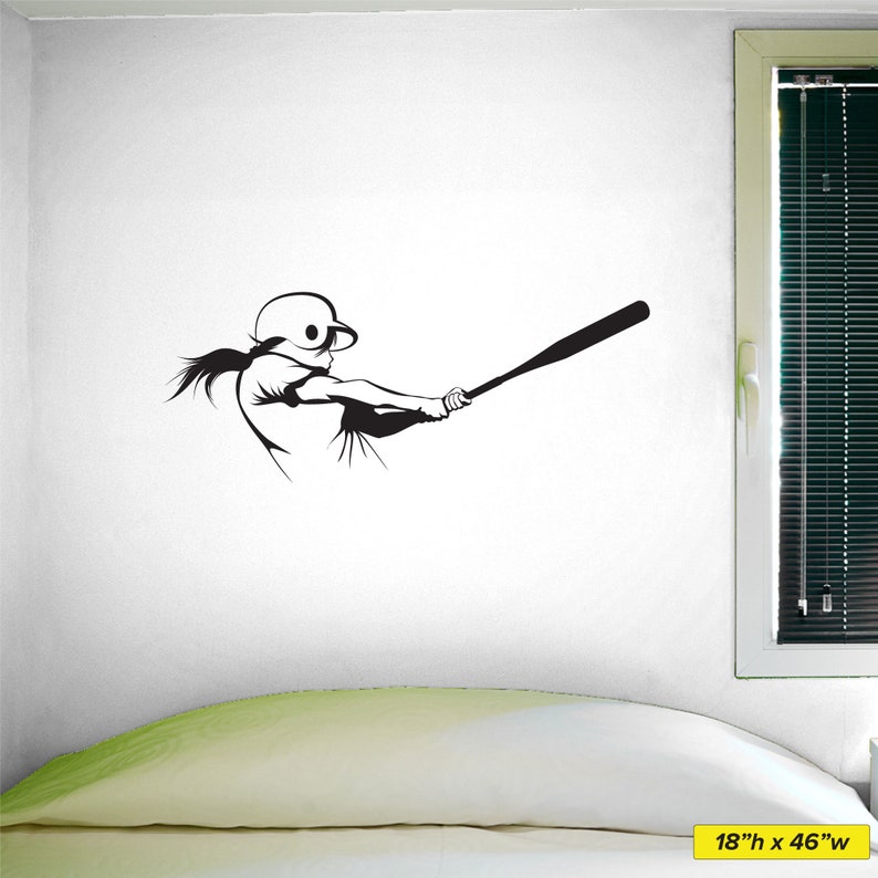 Girls Softball Wall Decal 0299 Wall Decor Bat Softball - Etsy