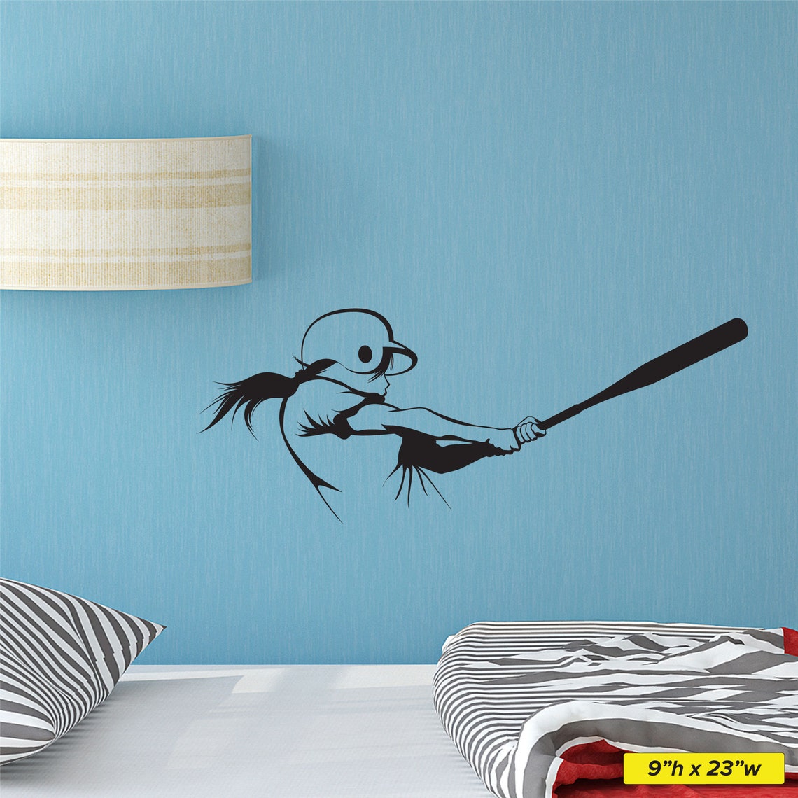 Girls Softball Wall Decal 0299 Wall Decor Bat Softball | Etsy