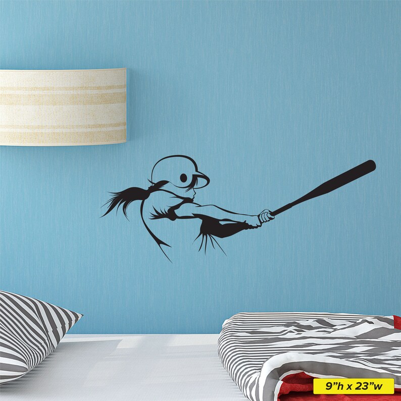 Girls Softball Wall Decal 0299 Wall Decor Bat Softball - Etsy