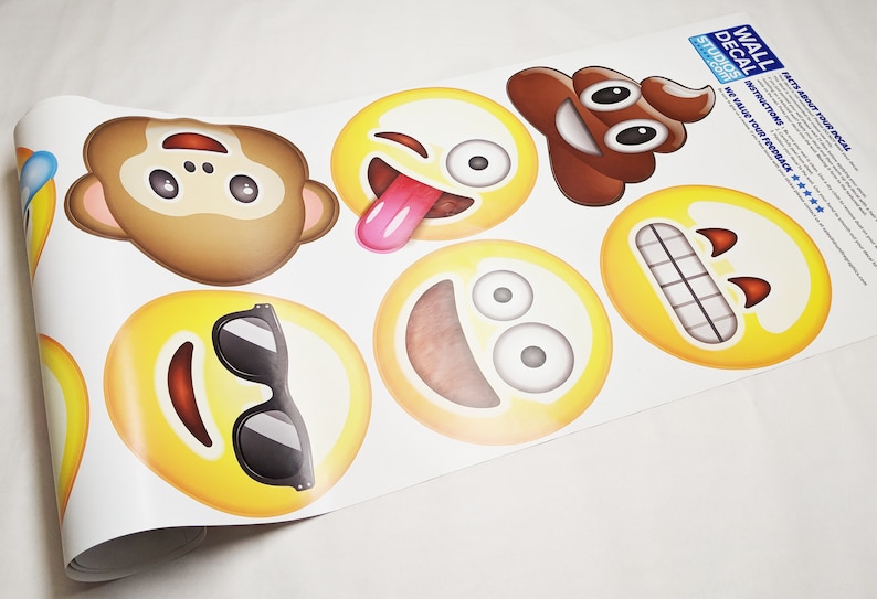 Emoji Wall Decals - 12" Tall - Emoticon 12 Set - 0440 - Etsy