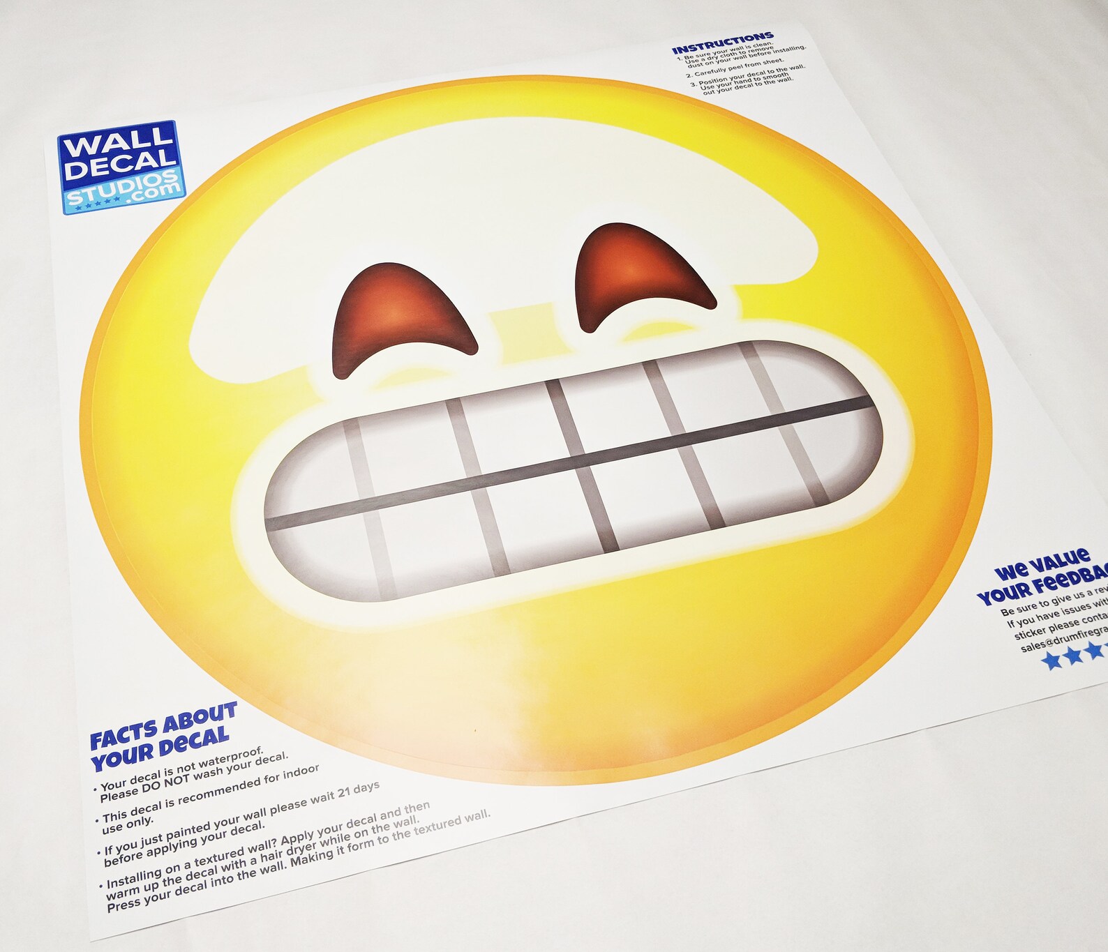 Large Emoji Wall Decal 28h X 28w Smiling Emoji | Etsy