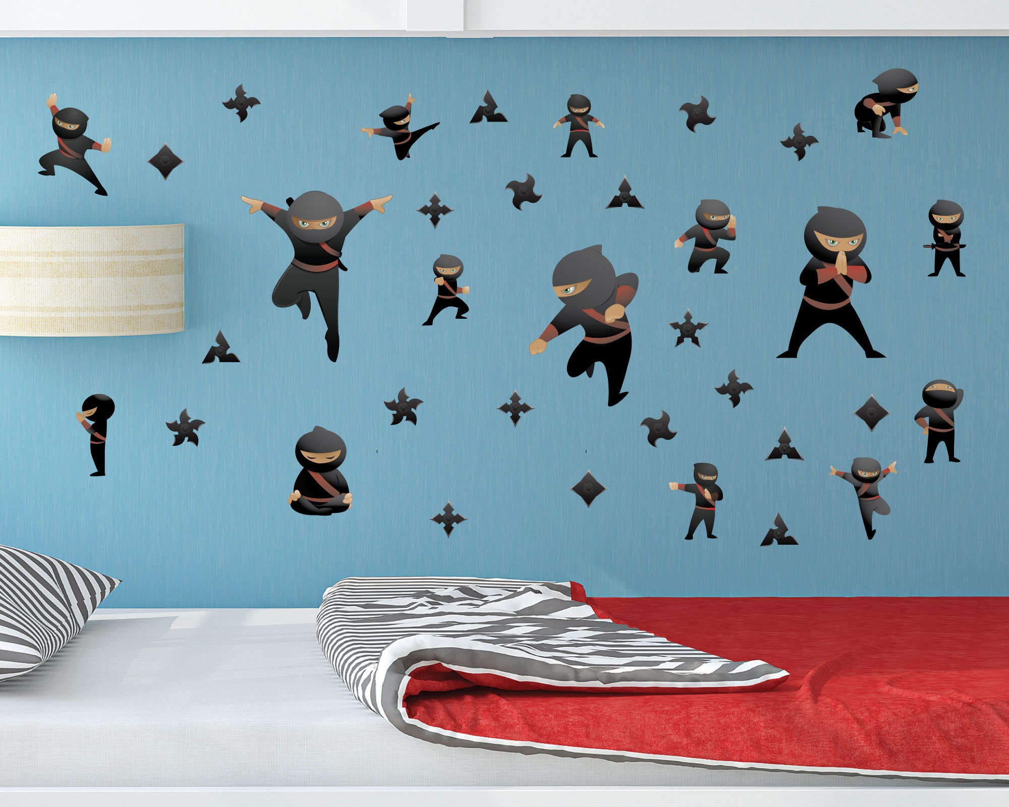 Ninja Wall Stickers Qty 15 Ninja Stickers 20 Ninja Stars | Etsy