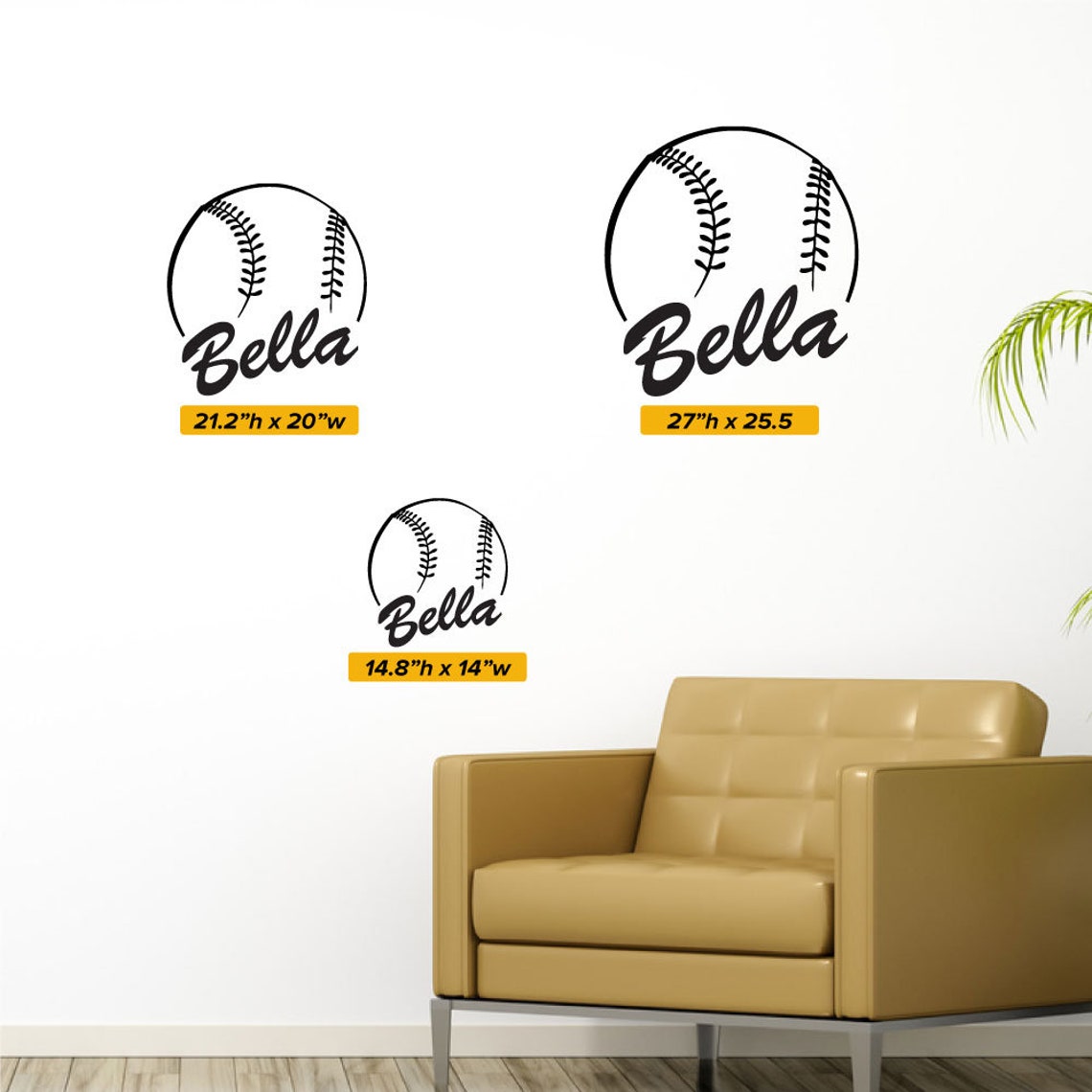 Custom Softball Name Wall Decal 0125 Personalized Softball | Etsy