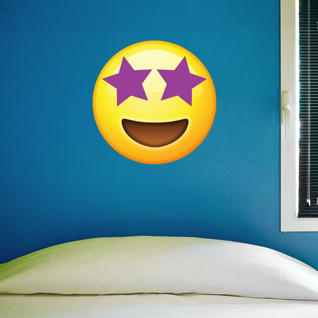 Large Emoji Wall Decal - 28"h X 28"w - Star Eyes Emoji - 0446 - Etsy
