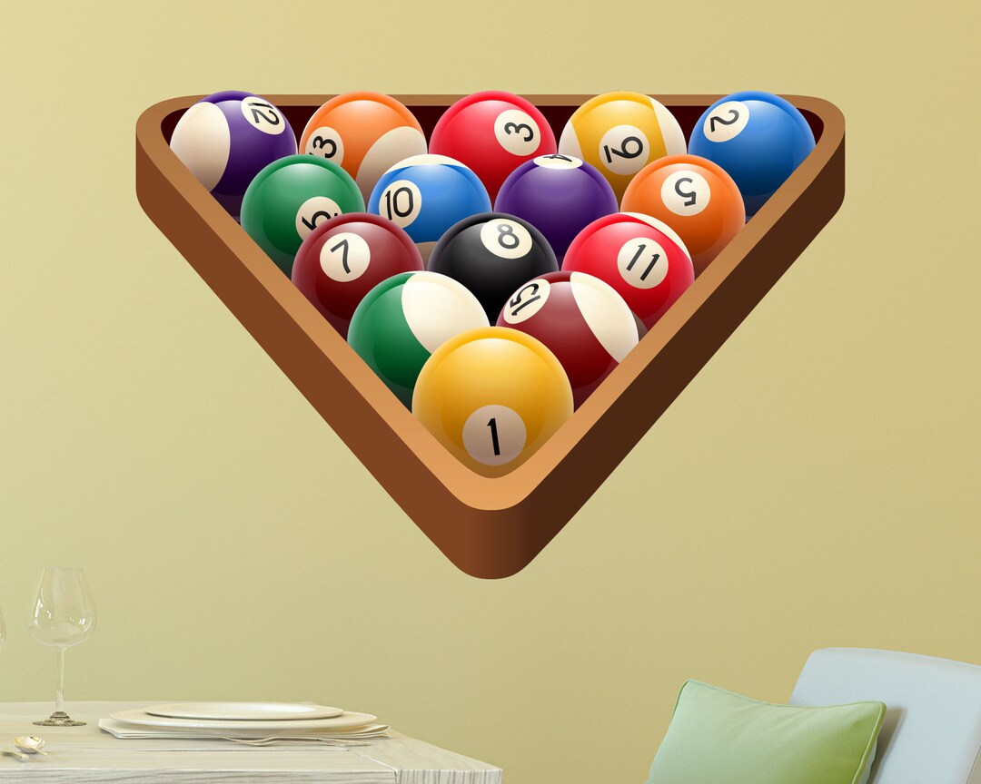 Pool Balls Racked Wall Decal, Billiards Wall Sticker, 27x40, 0599, for ...