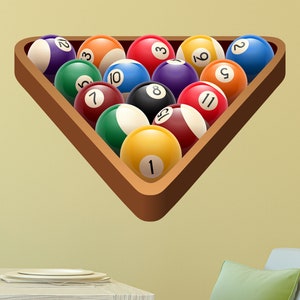 Pool Balls Racked Wall Decal, Billiards Wall Sticker, 27x40, 0599, for ...