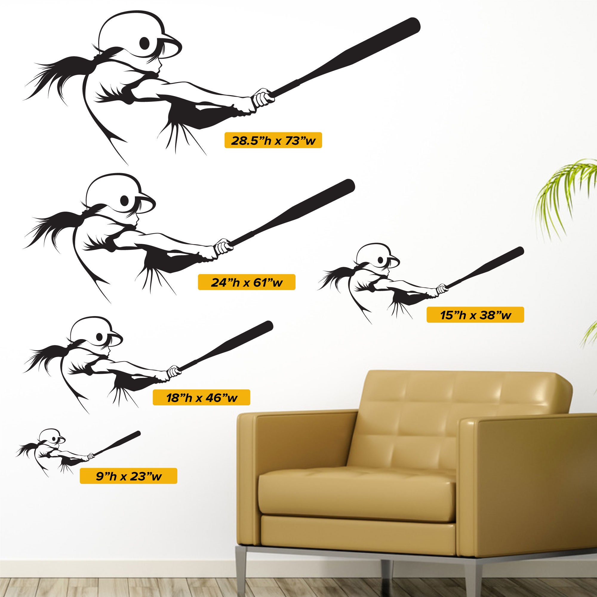 Girls Softball Wall Decal 0299 Wall Decor Bat Softball - Etsy