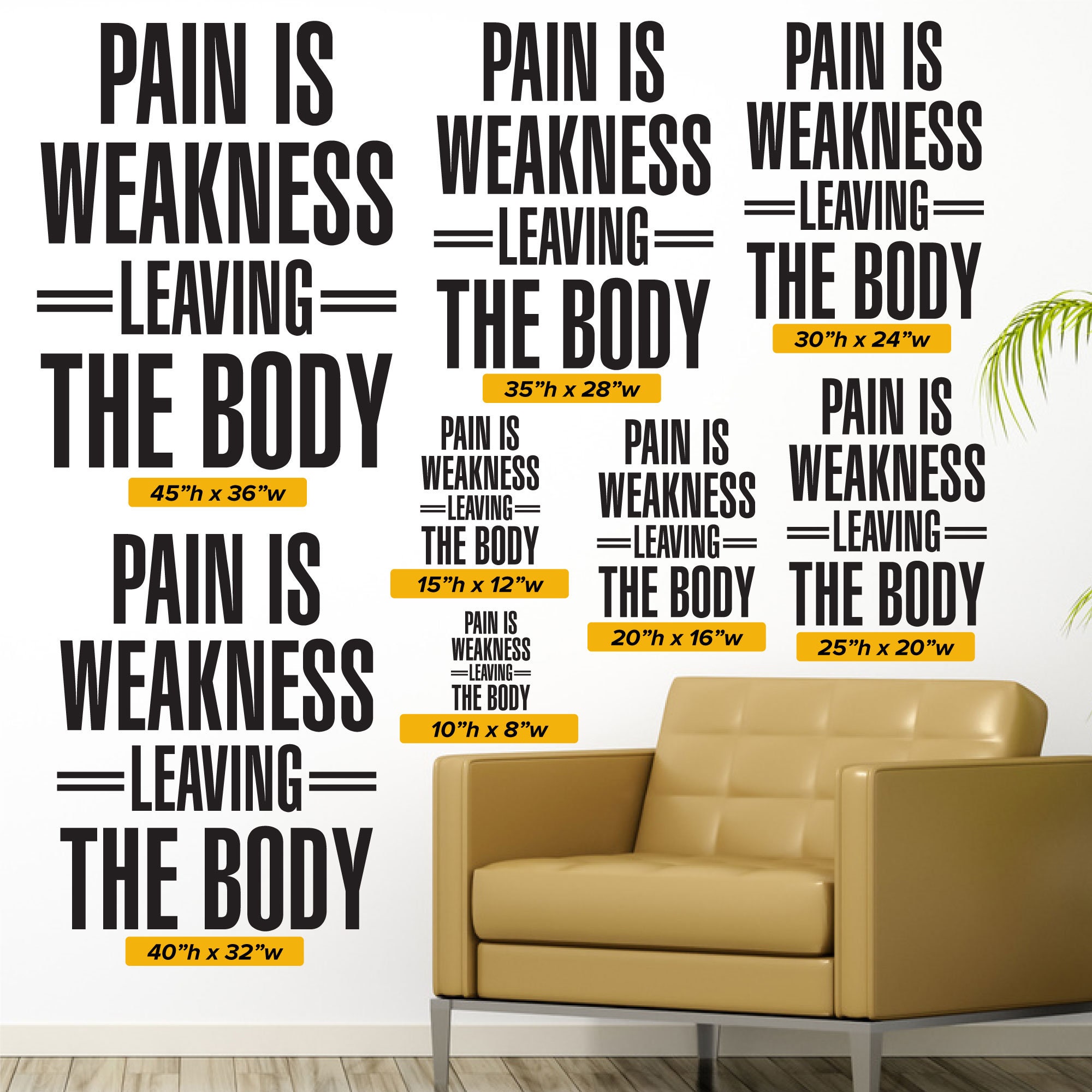 Pain is Weakness Leaving the Body Wall Decal 0397 - Etsy