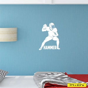 Custom Name Football Quarterback Wall Decal: Throwing QB Wall Art ...