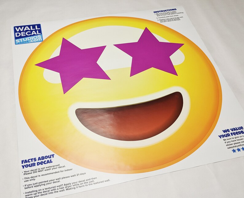 Large Emoji Wall Decal - 28"h X 28"w - Star Eyes Emoji - 0446 - Etsy
