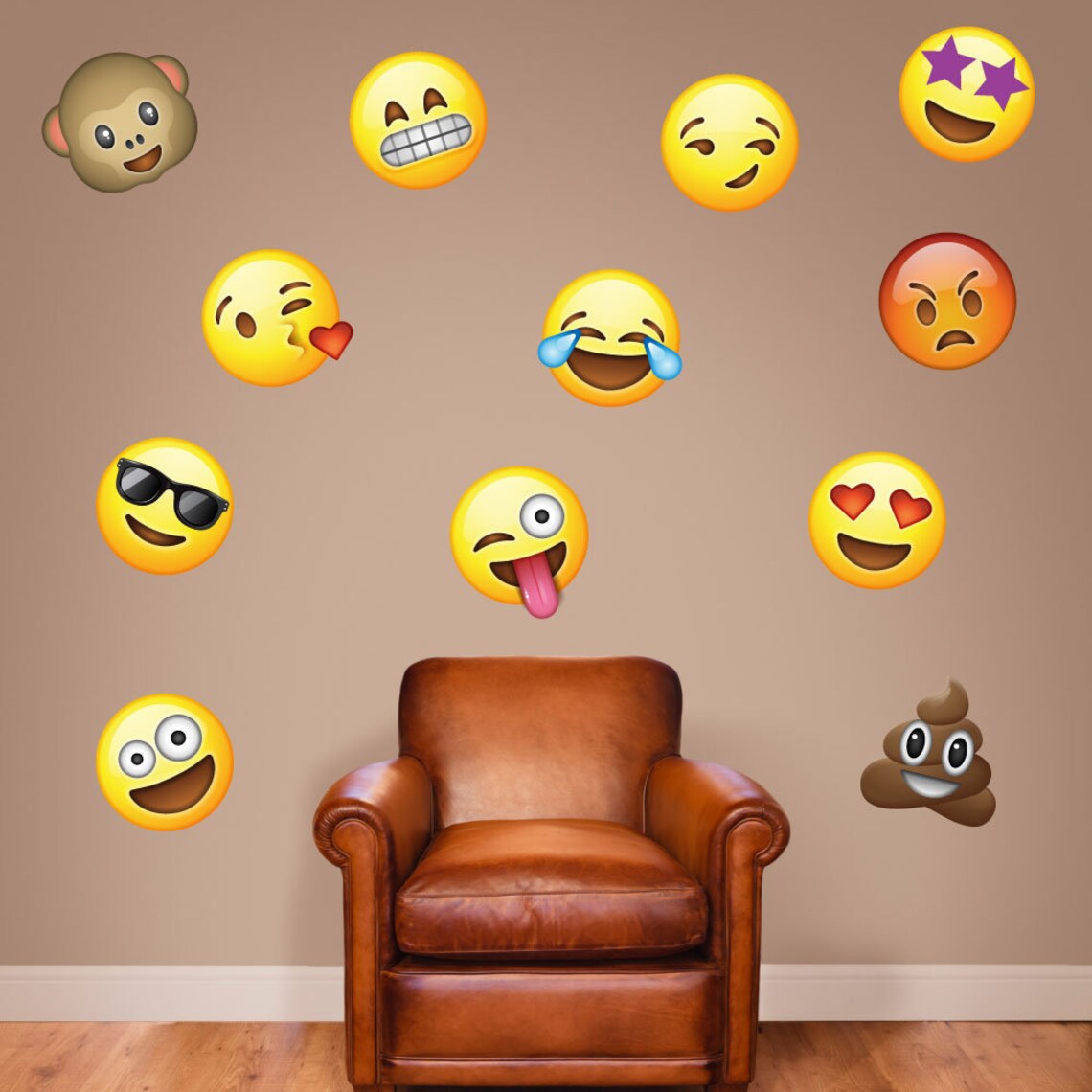 Emoji Wall Decals - 12" Tall - Emoticon 12 Set - 0440 - Etsy