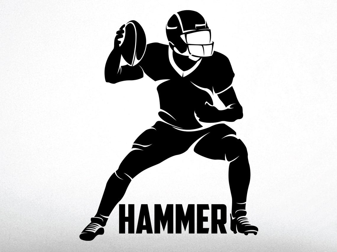 Custom Name Football Quarterback Wall Decal: Throwing QB Wall Art ...
