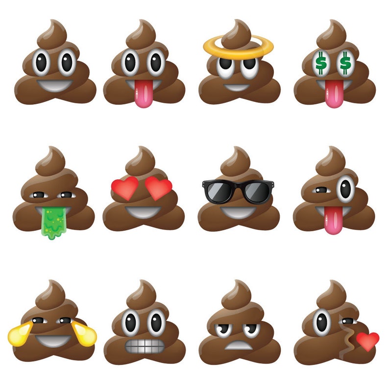 Emoji Wall Decals 12 Tall Poop Emoji 12 Set 0439 | Etsy