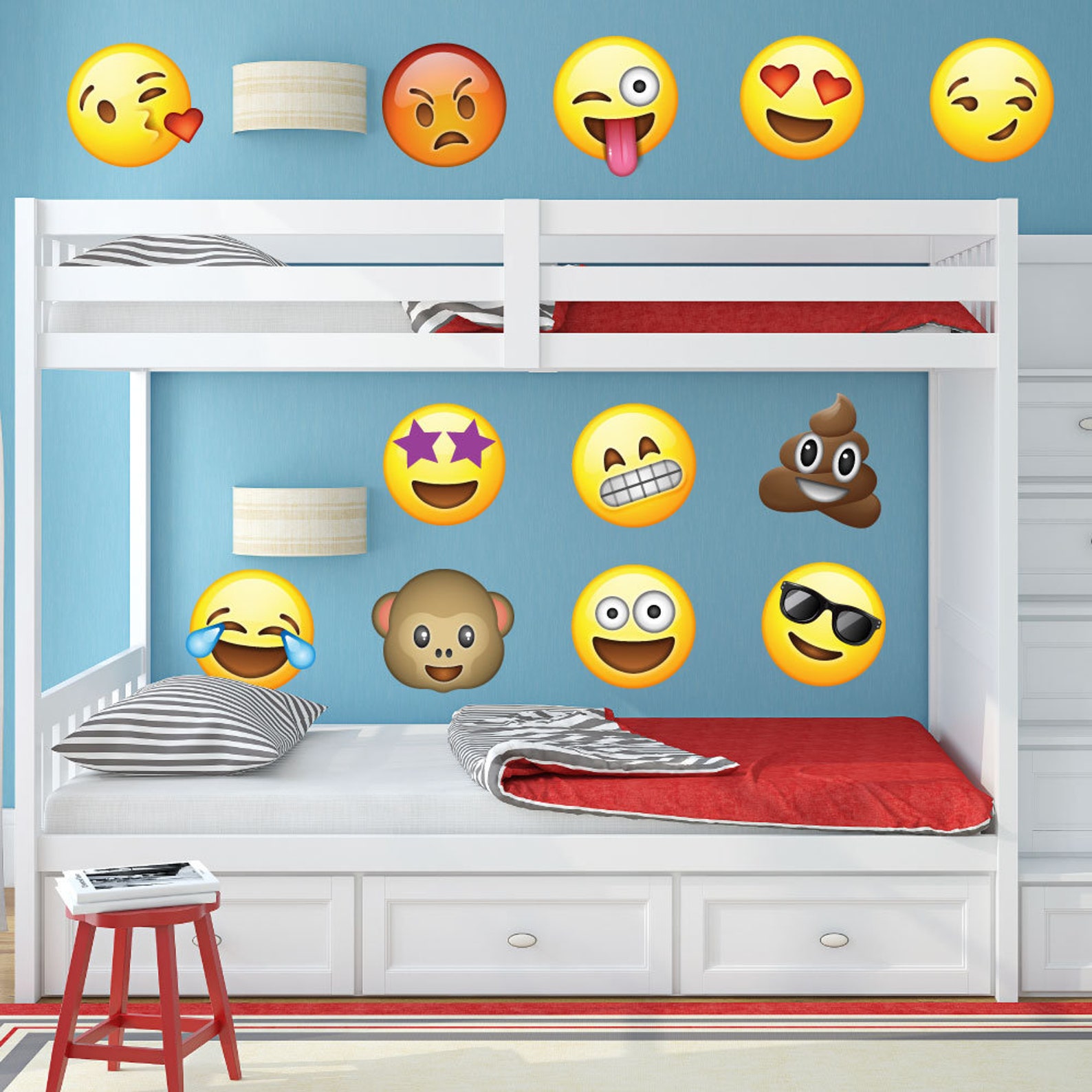 Emoji Wall Decals 12 Tall Emoticon 12 Set 0440 - Etsy