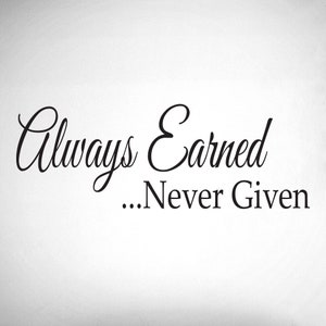 Always Earned, Never Given - 0223- Home Decor - Wall Decor - Earned - Etsy