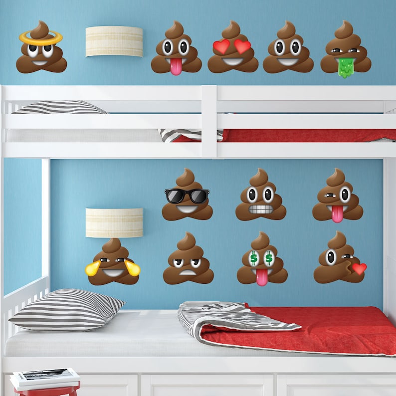 Emoji Wall Decals 12 Tall Poop Emoji 12 Set 0439 | Etsy