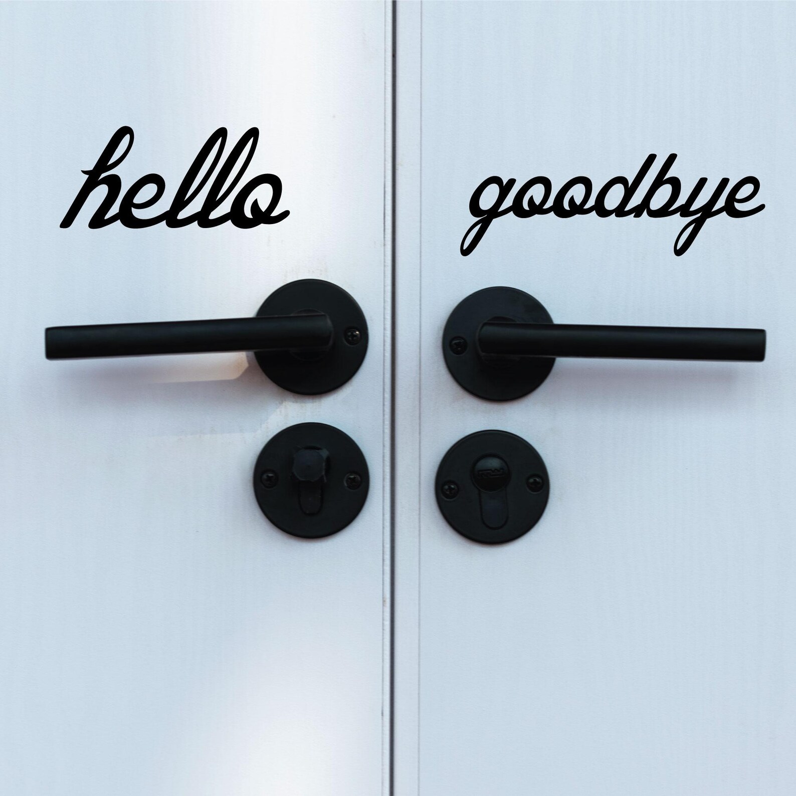 Hello Goodbye Door Decal: Script Door Sticker - 0043 - Etsy