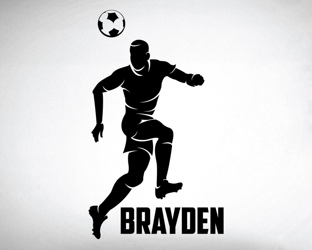 Custom Name Boys Soccer Player Heading Wall Decal- 0275 - Home Decor ...