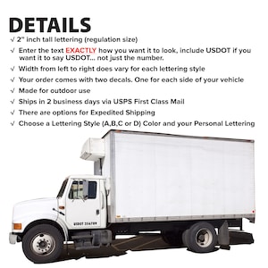 USDOT Numbers, Registration Numbers, (set of 2) Decals, Stickers, 0540 ...