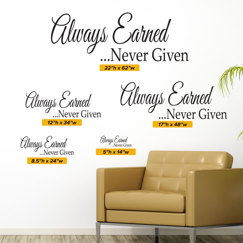 Always Earned Never Given 0223 Home Decor Wall Decor - Etsy