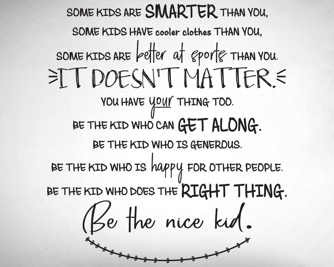 Be the Nice Kid Wall Decal - 0464 - Wall Art - Etsy