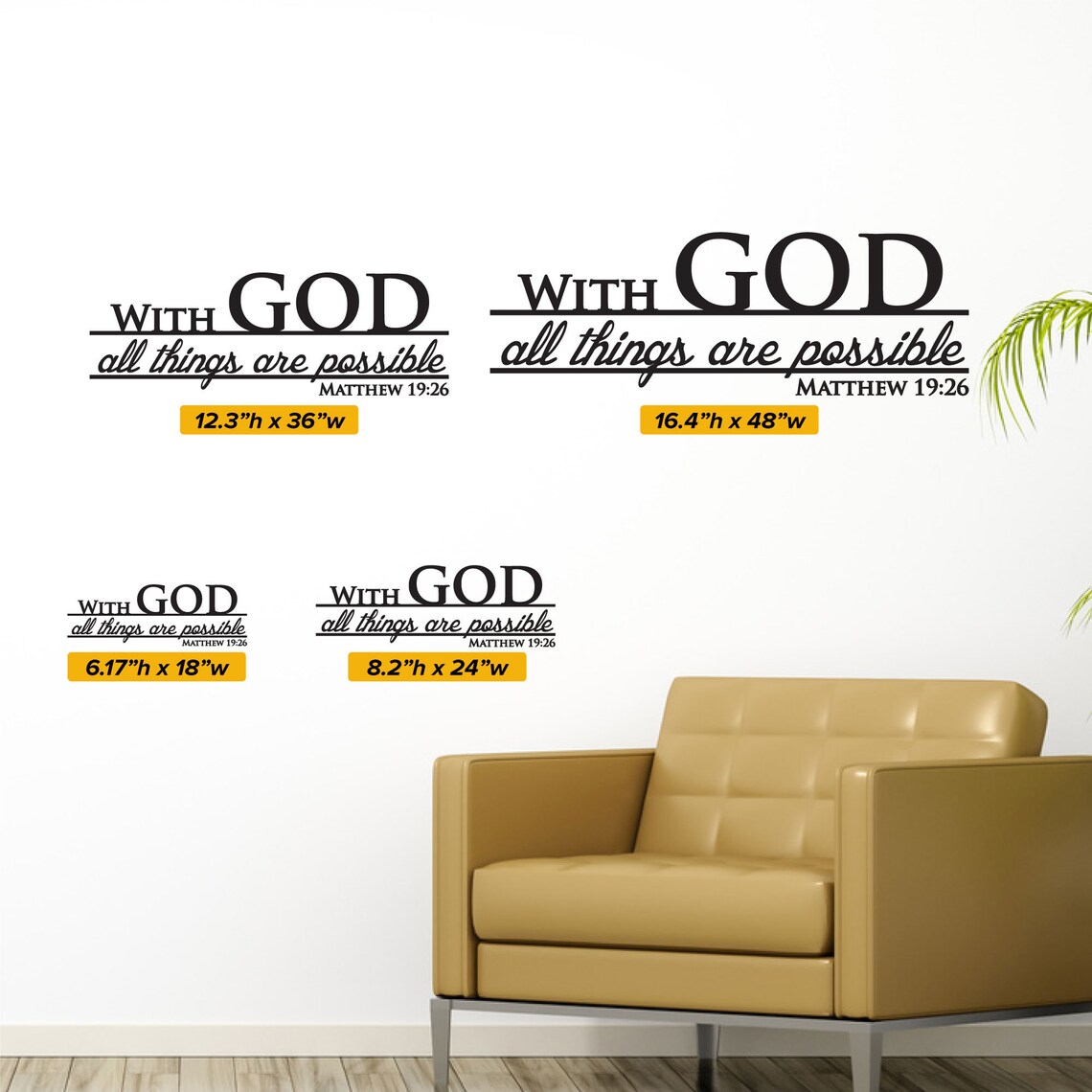 With God All Things Are Possible Decal 0072 Scripture Wall | Etsy