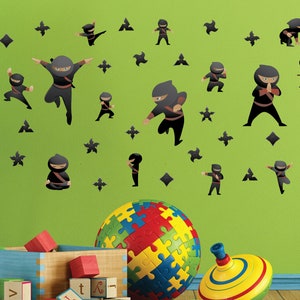 Ninja Wall Stickers Qty 15 Ninja Stickers 20 Ninja Stars | Etsy