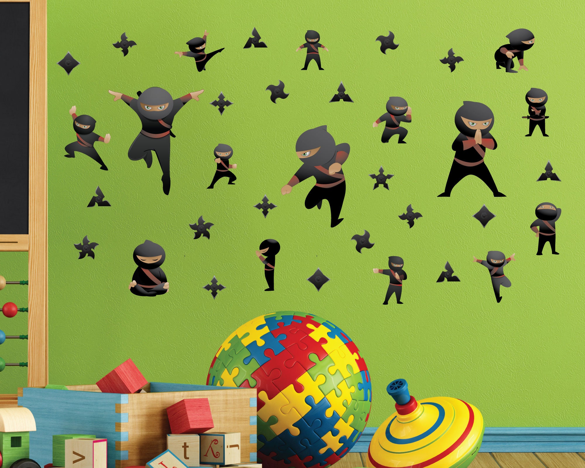 Ninja Wall Stickers Qty 15 Ninja Stickers 20 Ninja Stars | Etsy