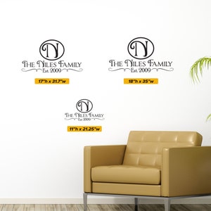 Personalized Family Name Decal - 0016 Family Monogram Family ...