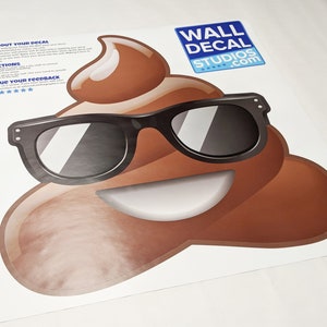 Emoji Wall Decal - 27.5"h X 26.5"w - Poo Emoji - Large Emoji Sticker ...