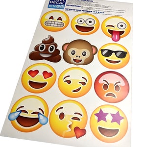 Emoji Wall Decals - 6" Tall - Emoticon 12 Set - 0441 - Etsy