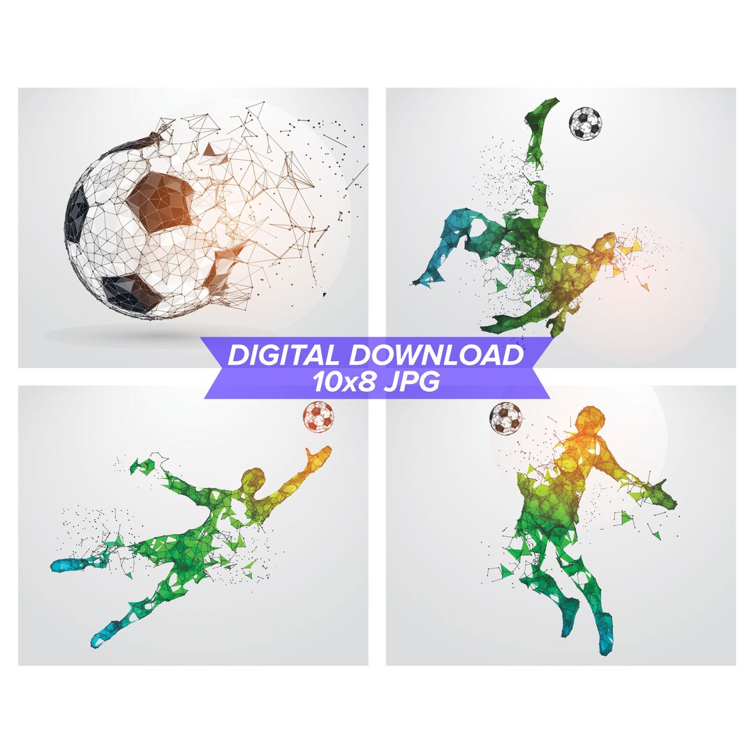 Abstract Soccer Wall Art Prints: Set of 4 (digital Download) - 0546 - Etsy